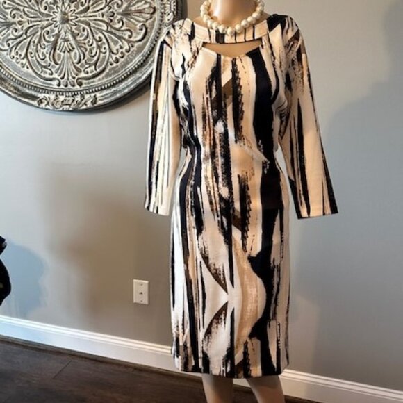 PIERRI | Dresses | Pierri Black Tan And White Shift With 34 Sleeves Sz ...